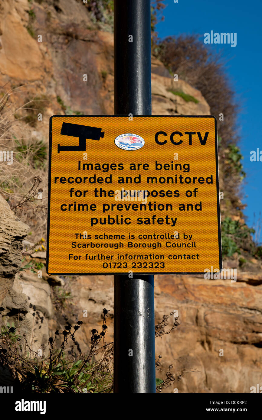Close up of CCTV warning sign signage England UK United Kingdom GB ...