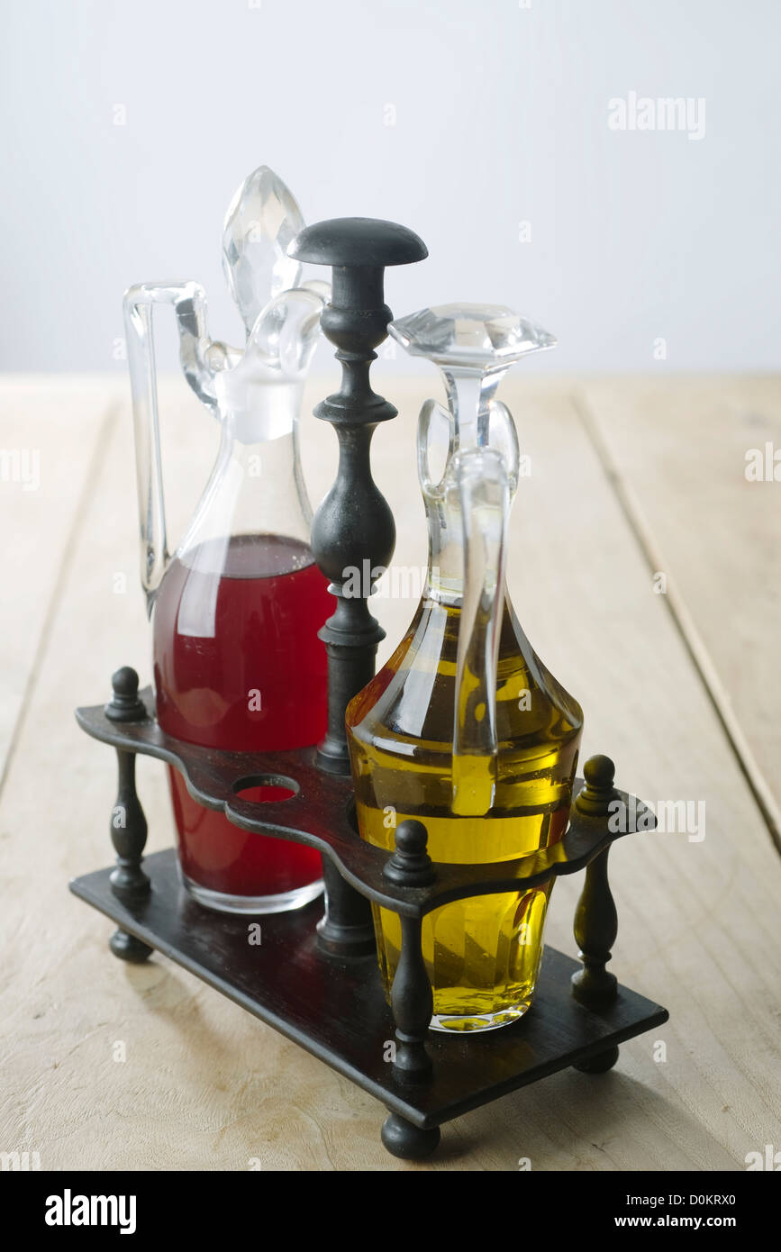 Display table with oil and vinegar Stock Photo - Alamy
