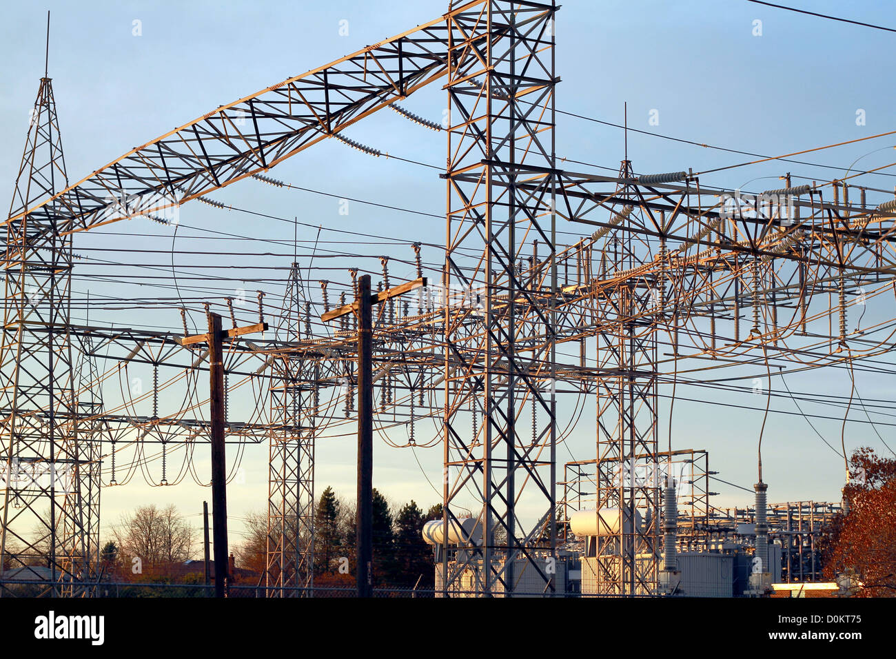 Power Lines Station Stock Photo - Alamy