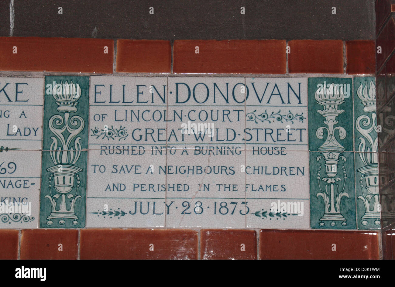Plaque dedicated to Ellen Donovan on the Memorial to Heroic Self ...