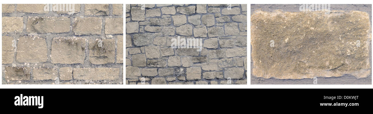 three different of rock pattern on white background Stock Photo - Alamy