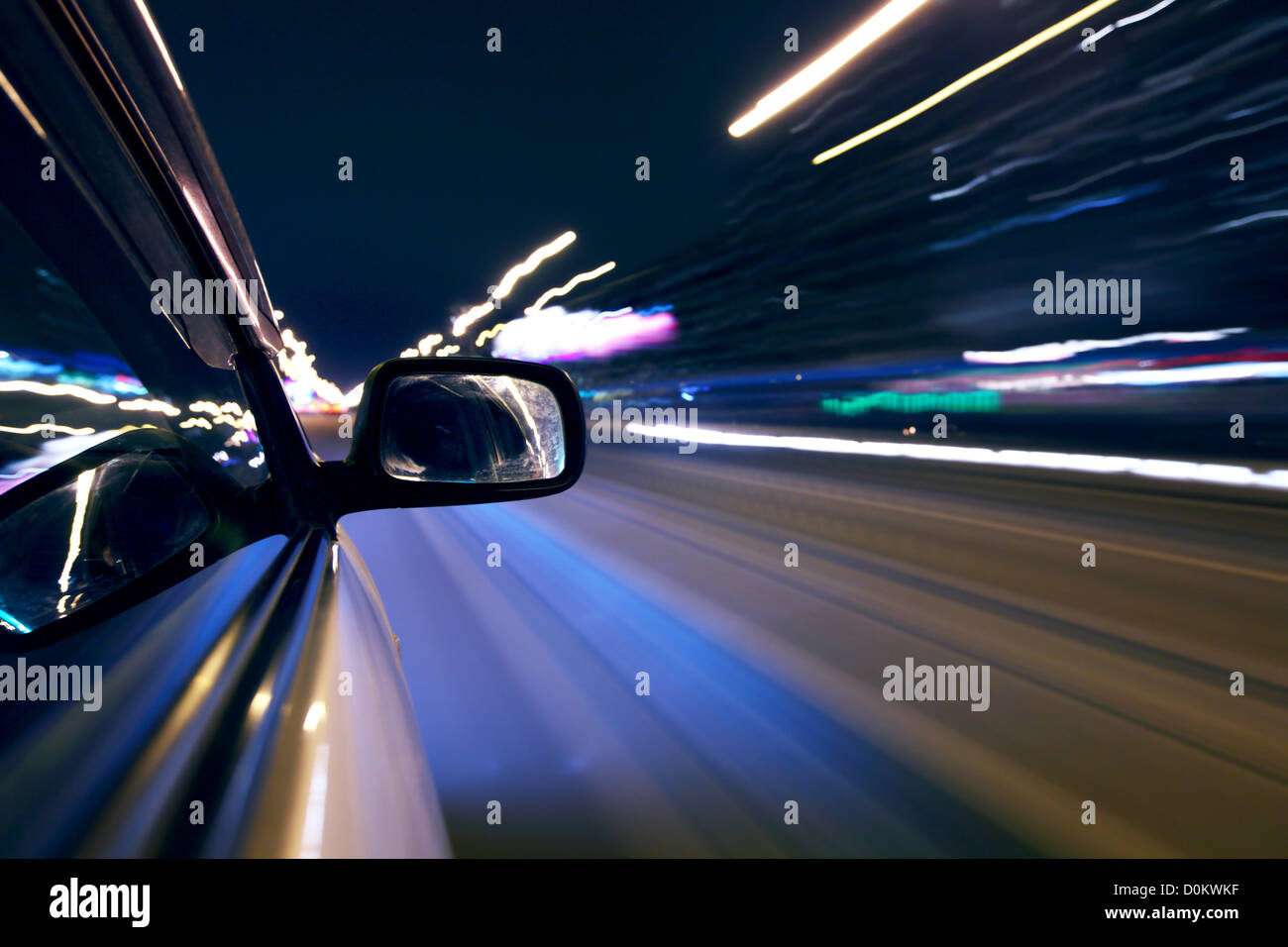 car fast drive on highway in night Stock Photo - Alamy