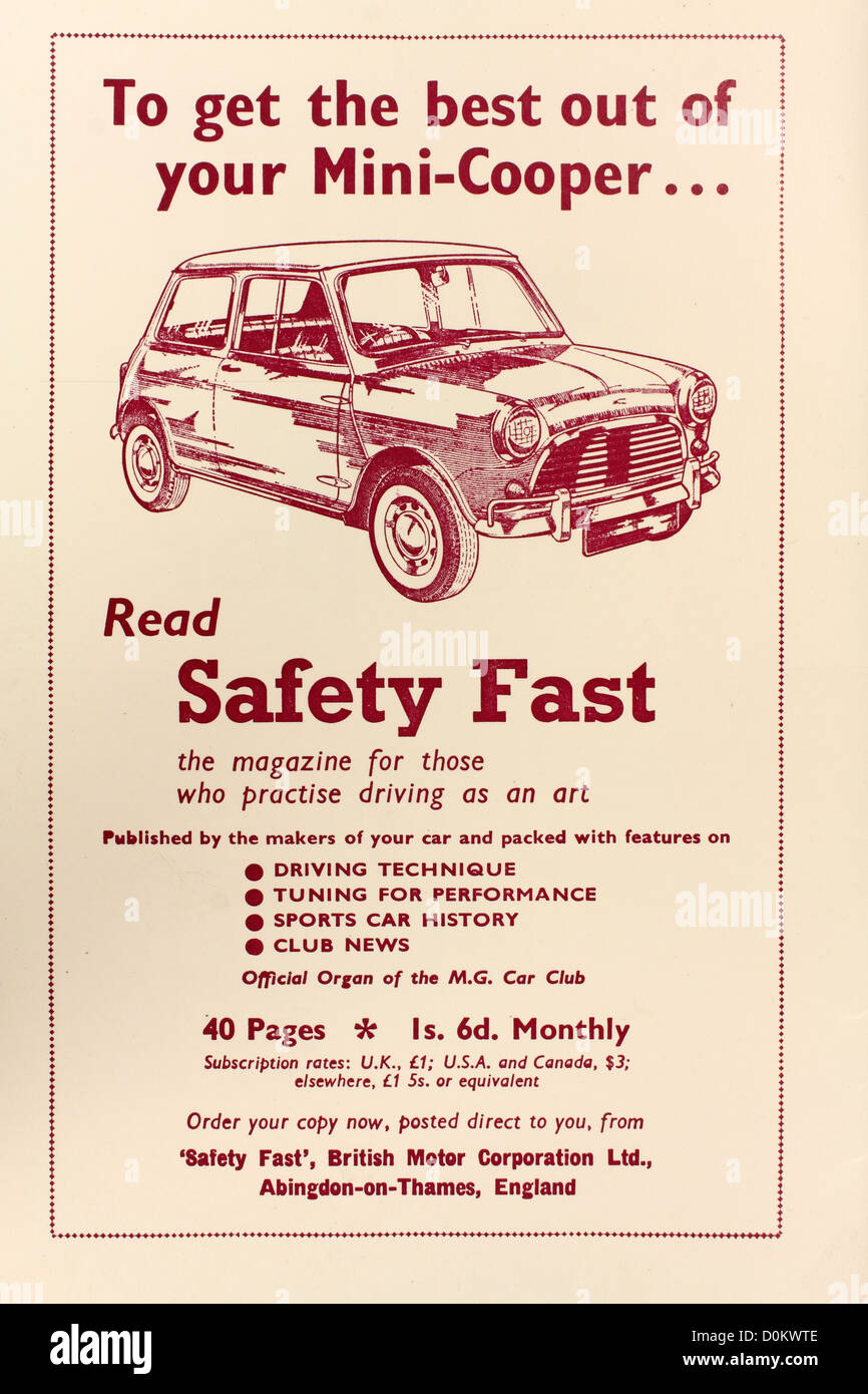 Mini cooper 1960s advert hi-res stock photography and images - Alamy
