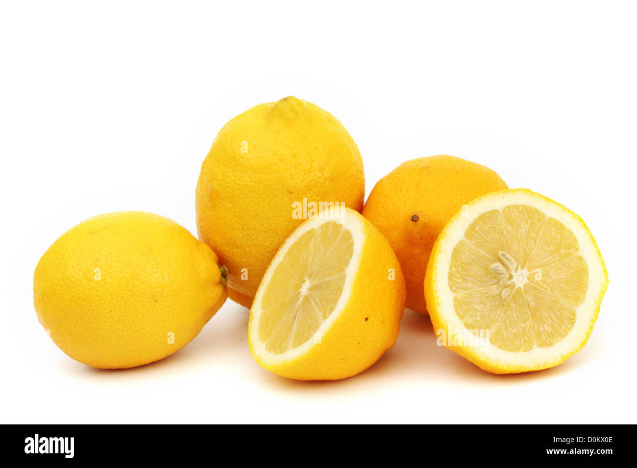 yellow lemons slice pile isolated on white Stock Photo - Alamy