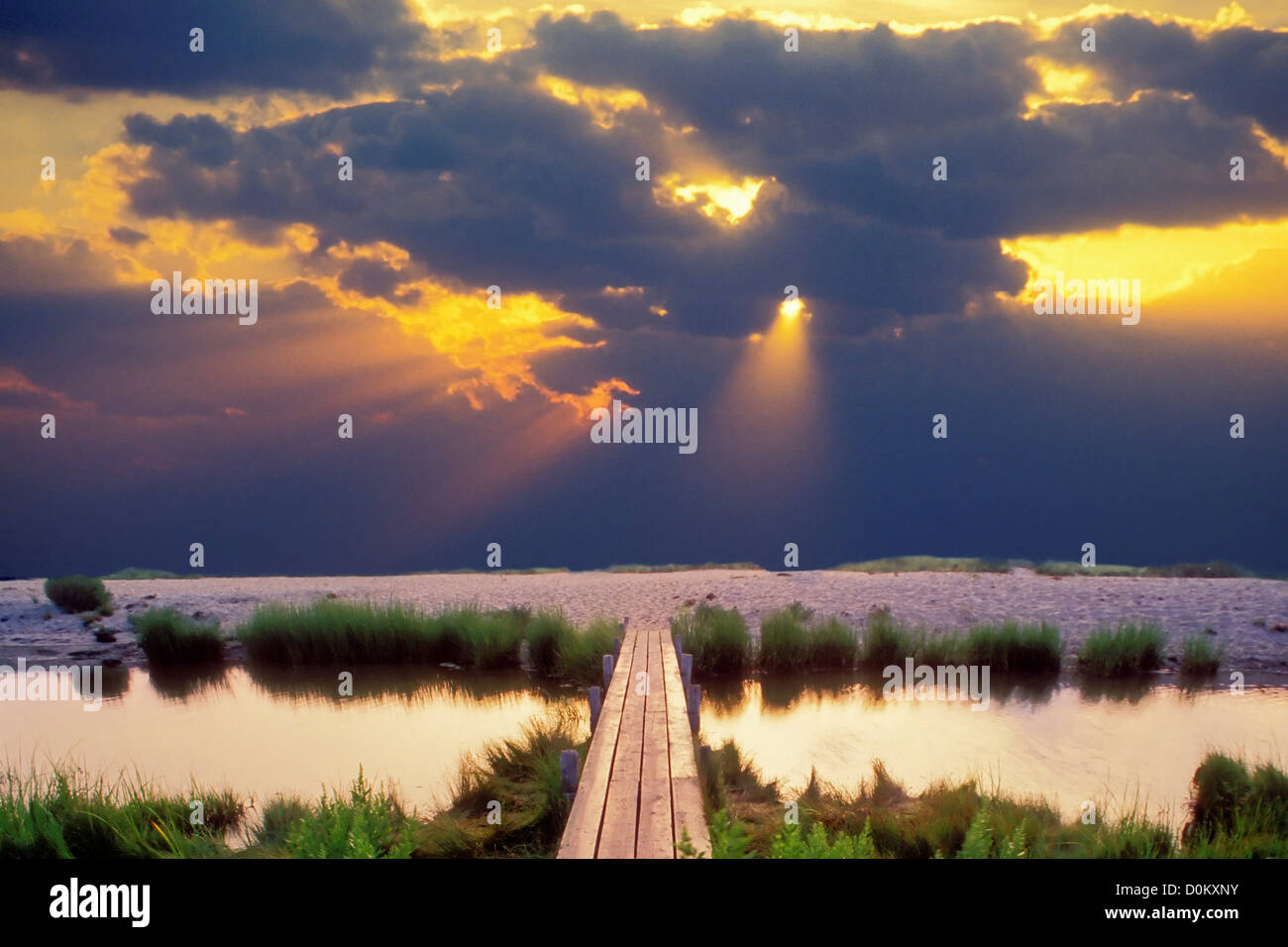 Small Bridge and Beach Stock Photo - Alamy