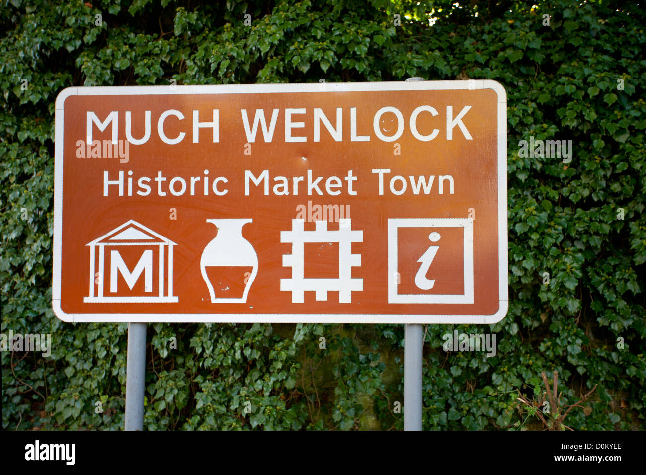 The Much Wenlock road sign Stock Photo - Alamy