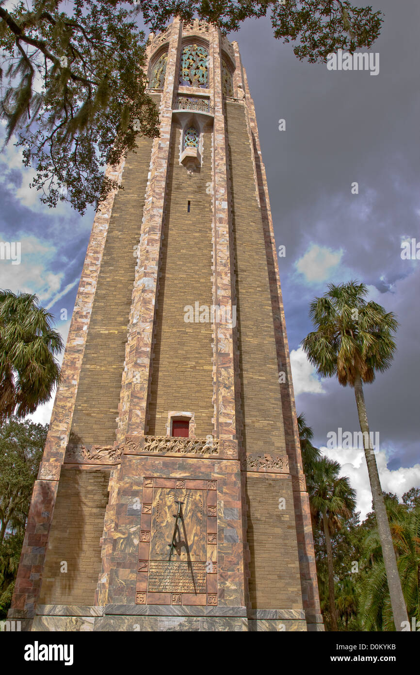 The giant tower stands majestically amidst the beautiful gardens Stock ...