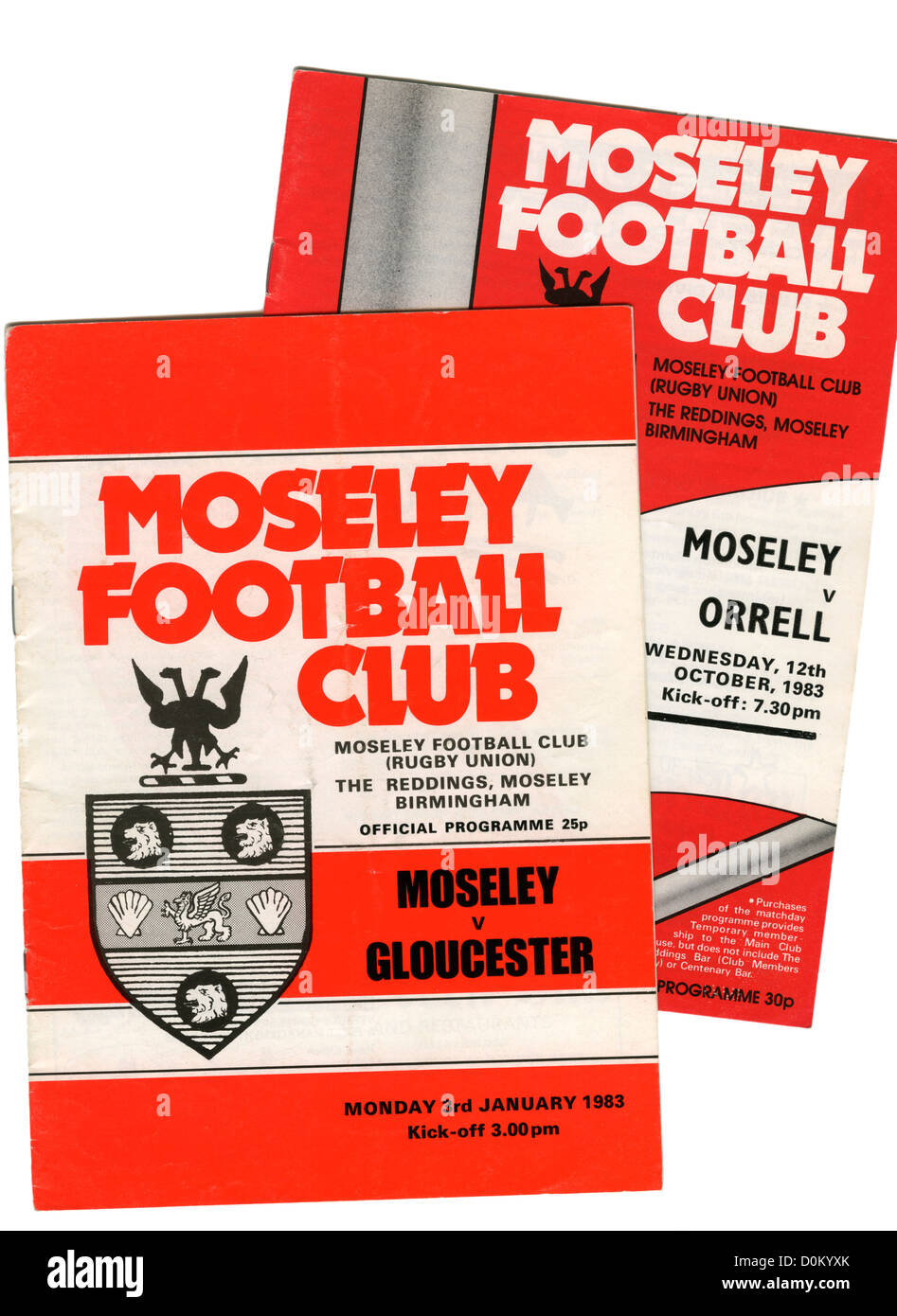 Moseley Football Club (Rugby Union) programmes from 1983 Stock Photo ...