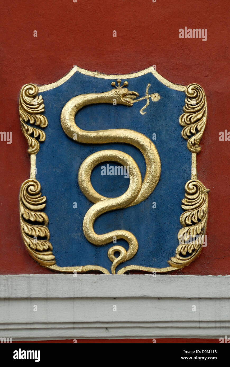 Prague, Czech Republic. Traditional House Sign at Liliová 17/181 - U ...