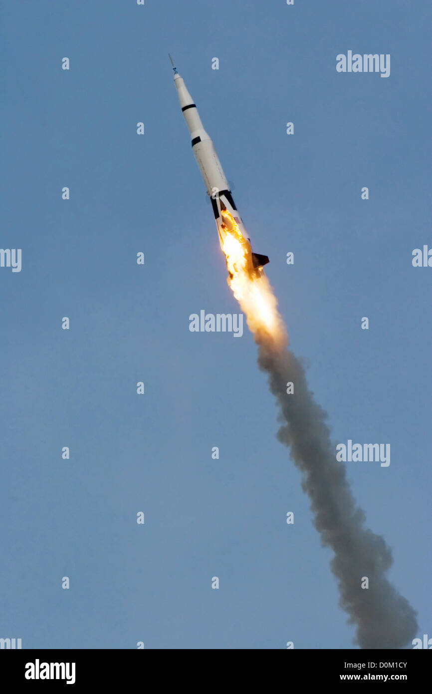 Saturn V Model in Flames Stock Photo - Alamy