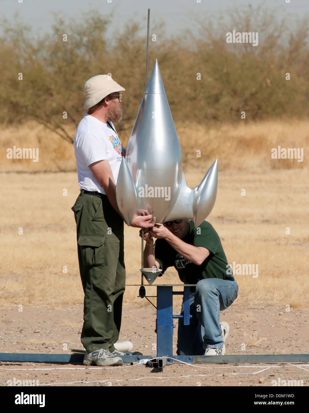 Brad Vatsaas prepares his streamlined retro-shaped rocket launch launch ...