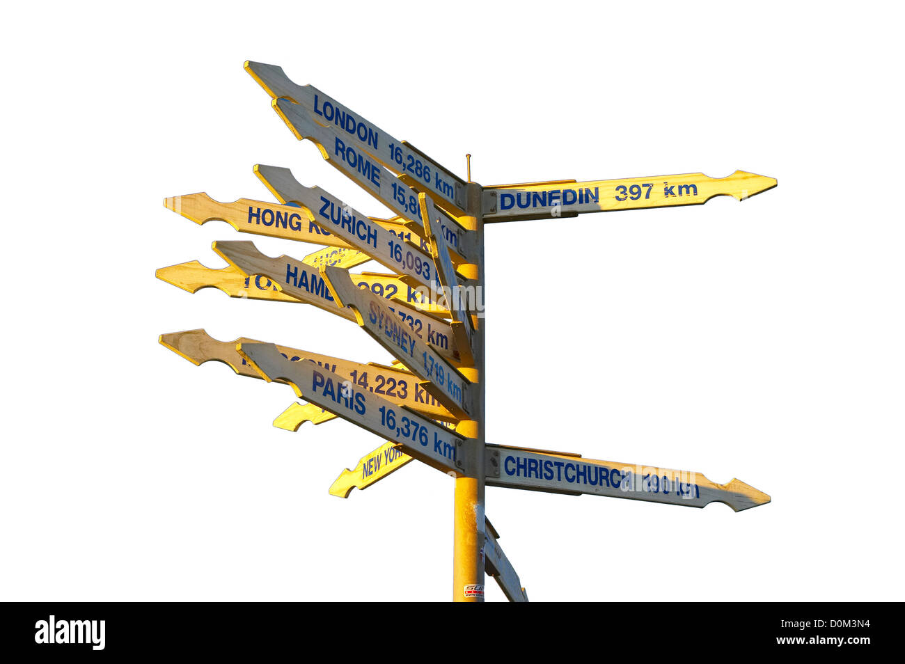 Distance and Direction Sign, Cape Foulwind, near Westport, West Coast ...