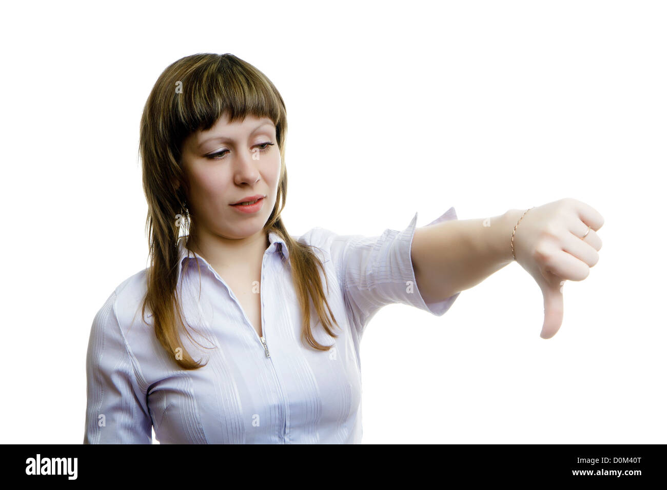 young girl is a gesture of contempt. white background Stock Photo - Alamy