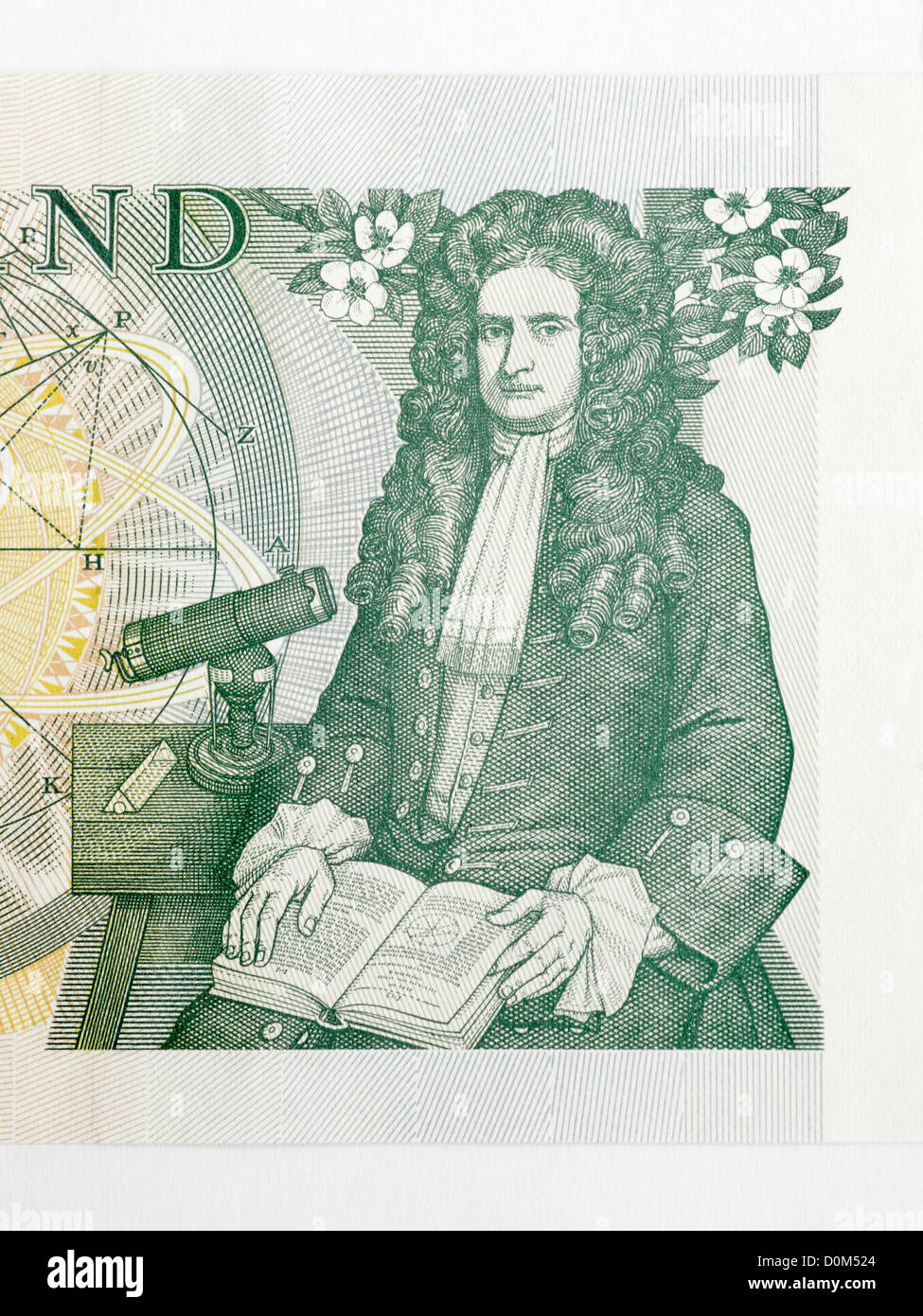 Green Bank of England 1 one pound note sterling British English UK with ...