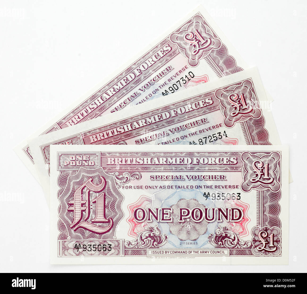 British Armed Forces 1 one pound token currency money banknotes issued ...