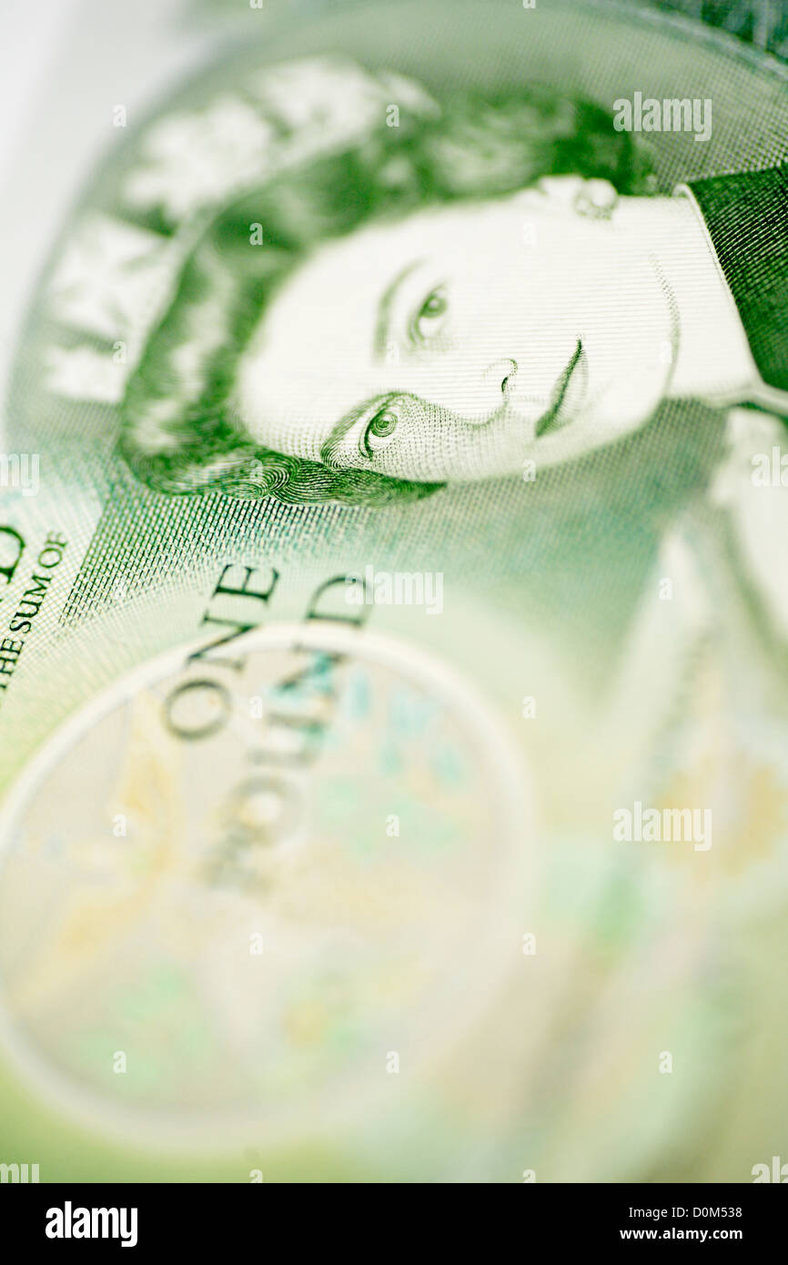 Green Bank of England 1 one pound note sterling British English UK with ...