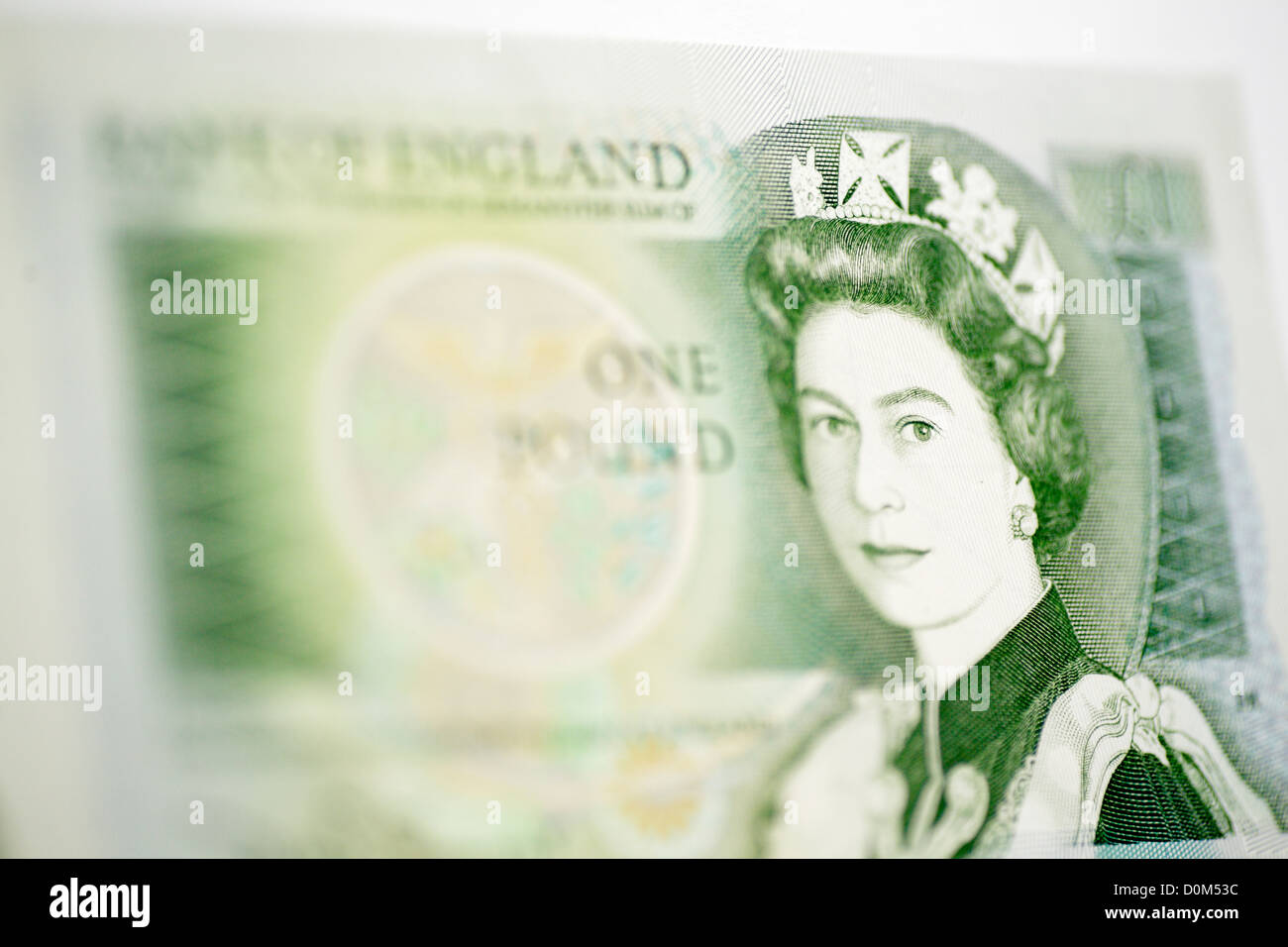 Green Bank of England 1 one pound note sterling British English UK with ...