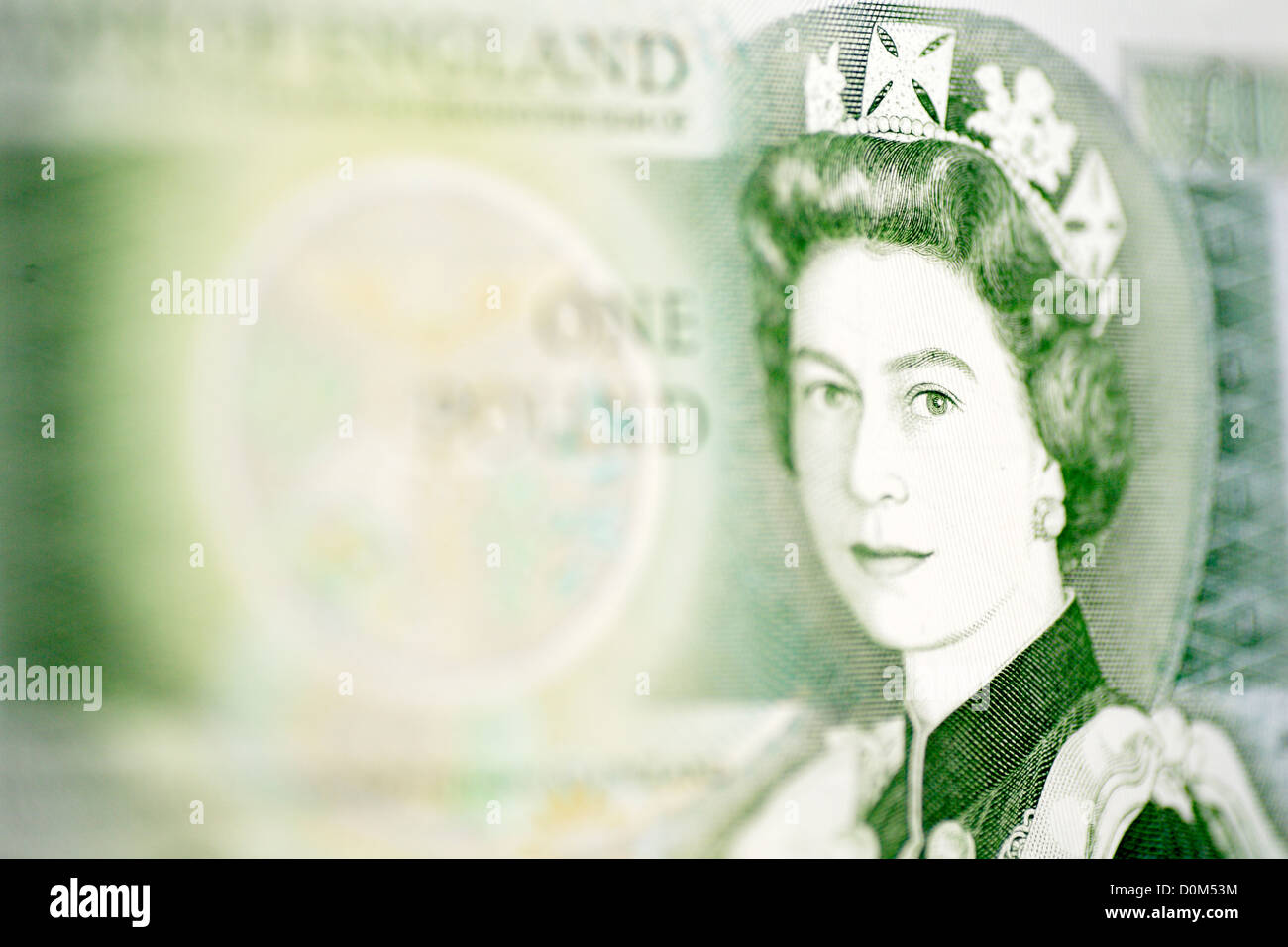 Green Bank of England 1 one pound note sterling British English UK with ...