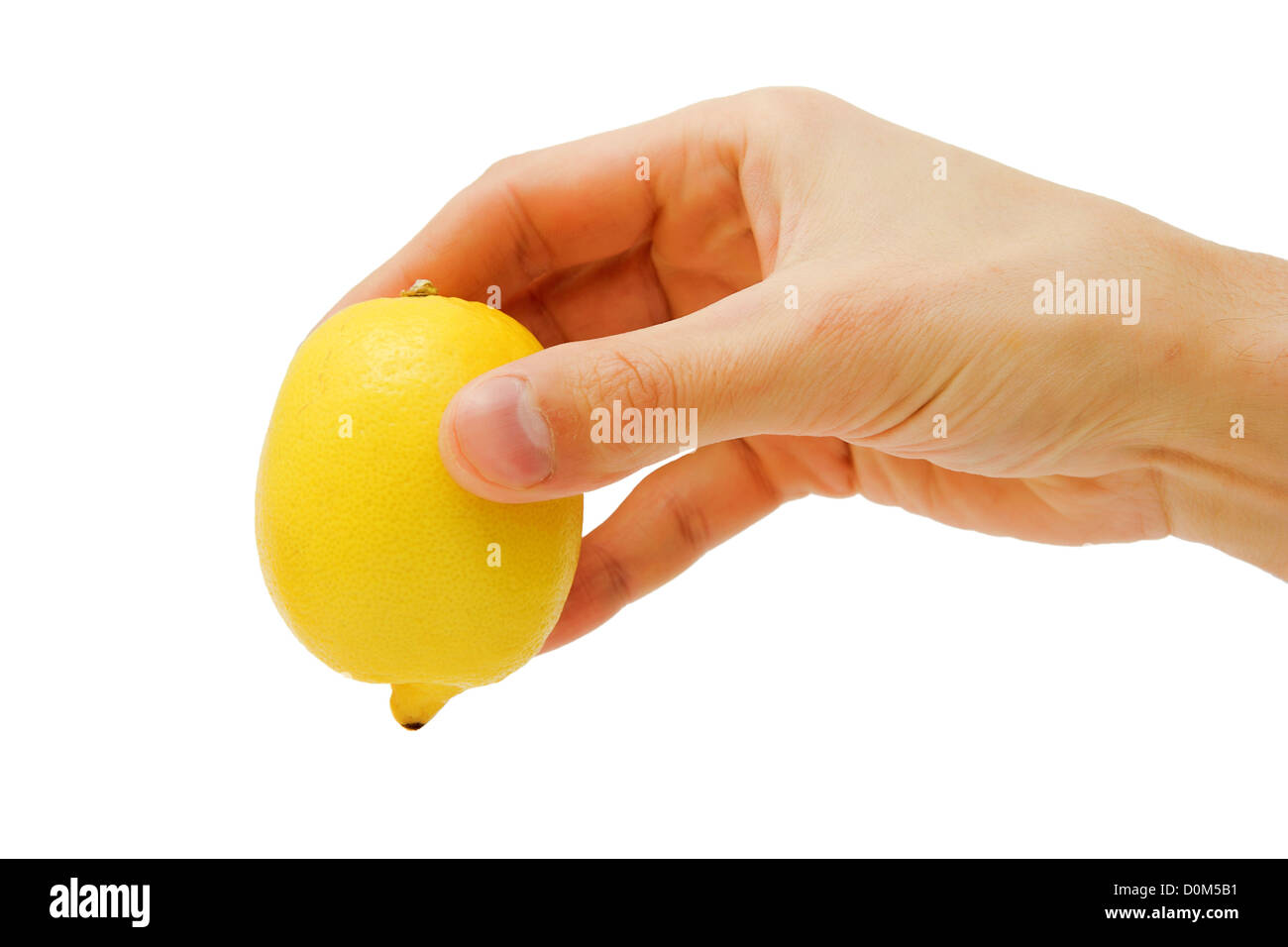 man's hand holding a lemon isolated on a white background Stock Photo ...