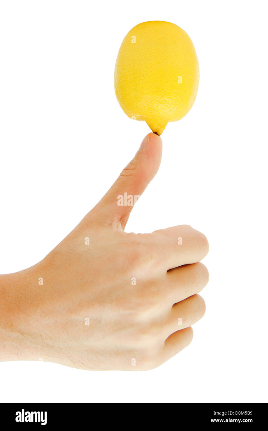 man's hand holding a lemon isolated on a white background Stock Photo ...