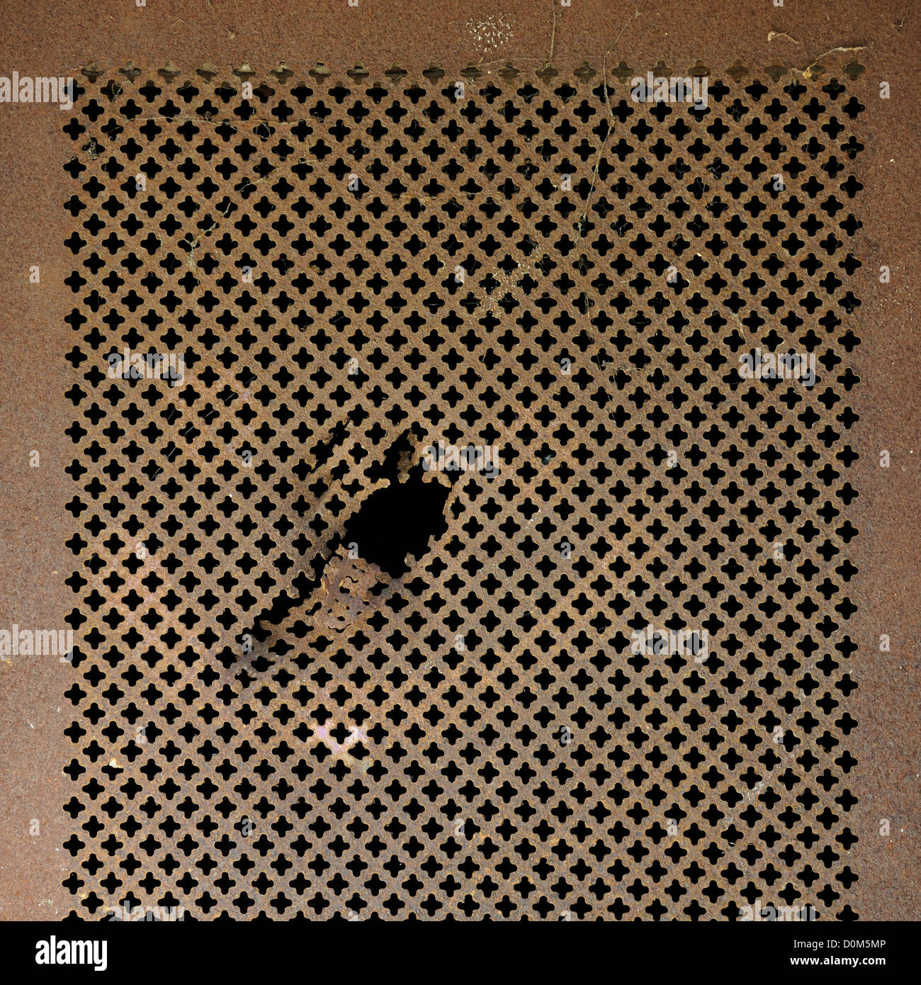Rusty perforated metal surface. Worn iron grille background texture ...