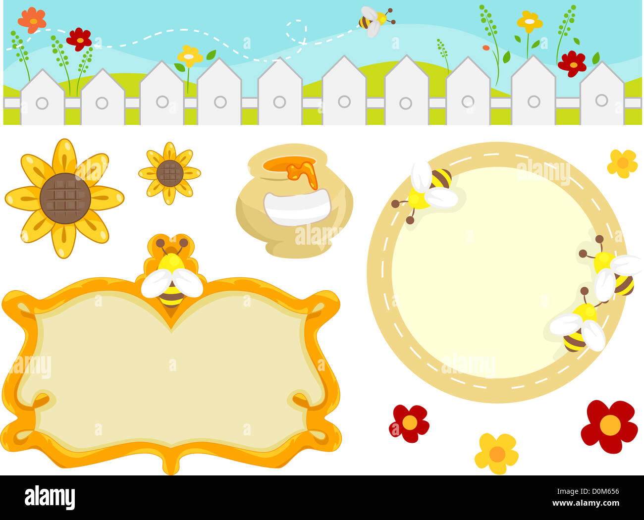 Illustration Featuring Bee Related Design Elements including a Border ...