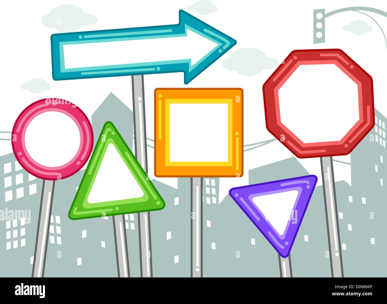 Illustration of Blank Signs in Different Geometric Shapes Against an ...