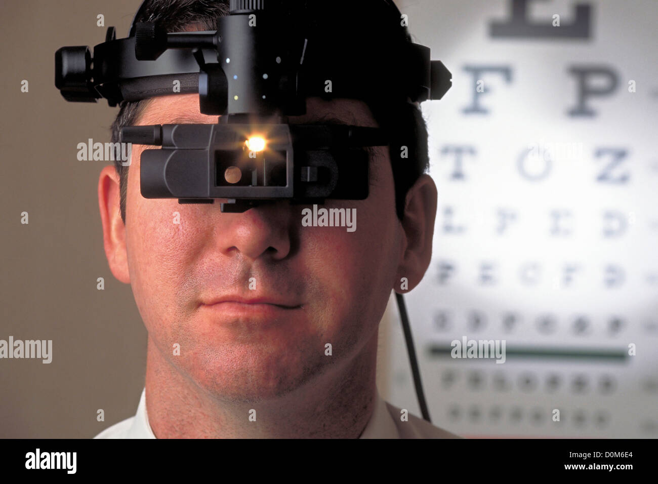 Ophthalmologist Wearing Examination Instrument Stock Photo - Alamy