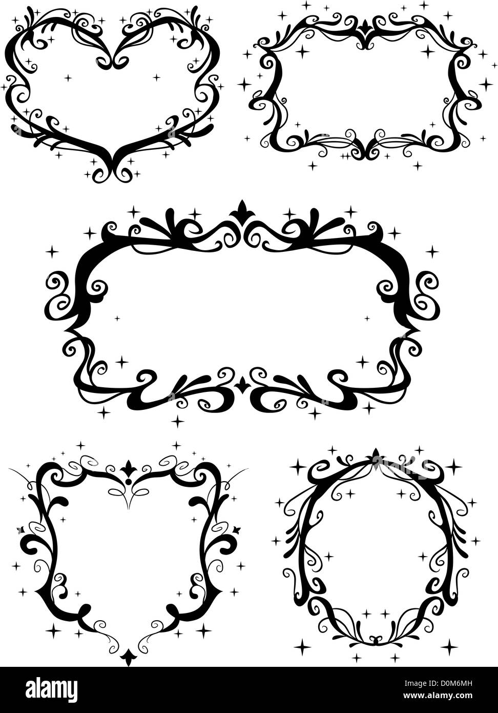 Illustration Featuring Black Frames with Different Designs Stock Photo ...