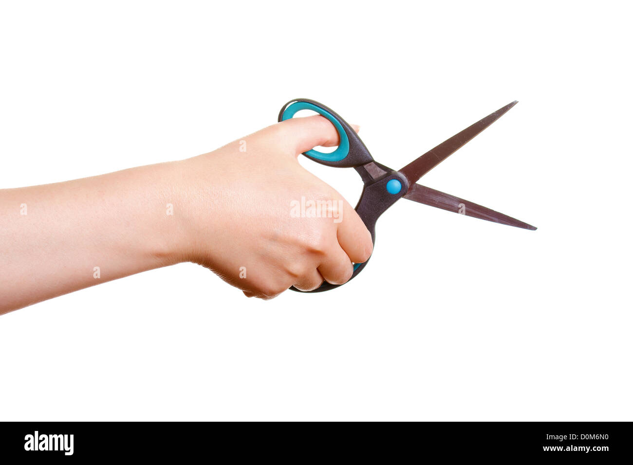 Woman's hand with the scissors isolated on white background Stock Photo ...