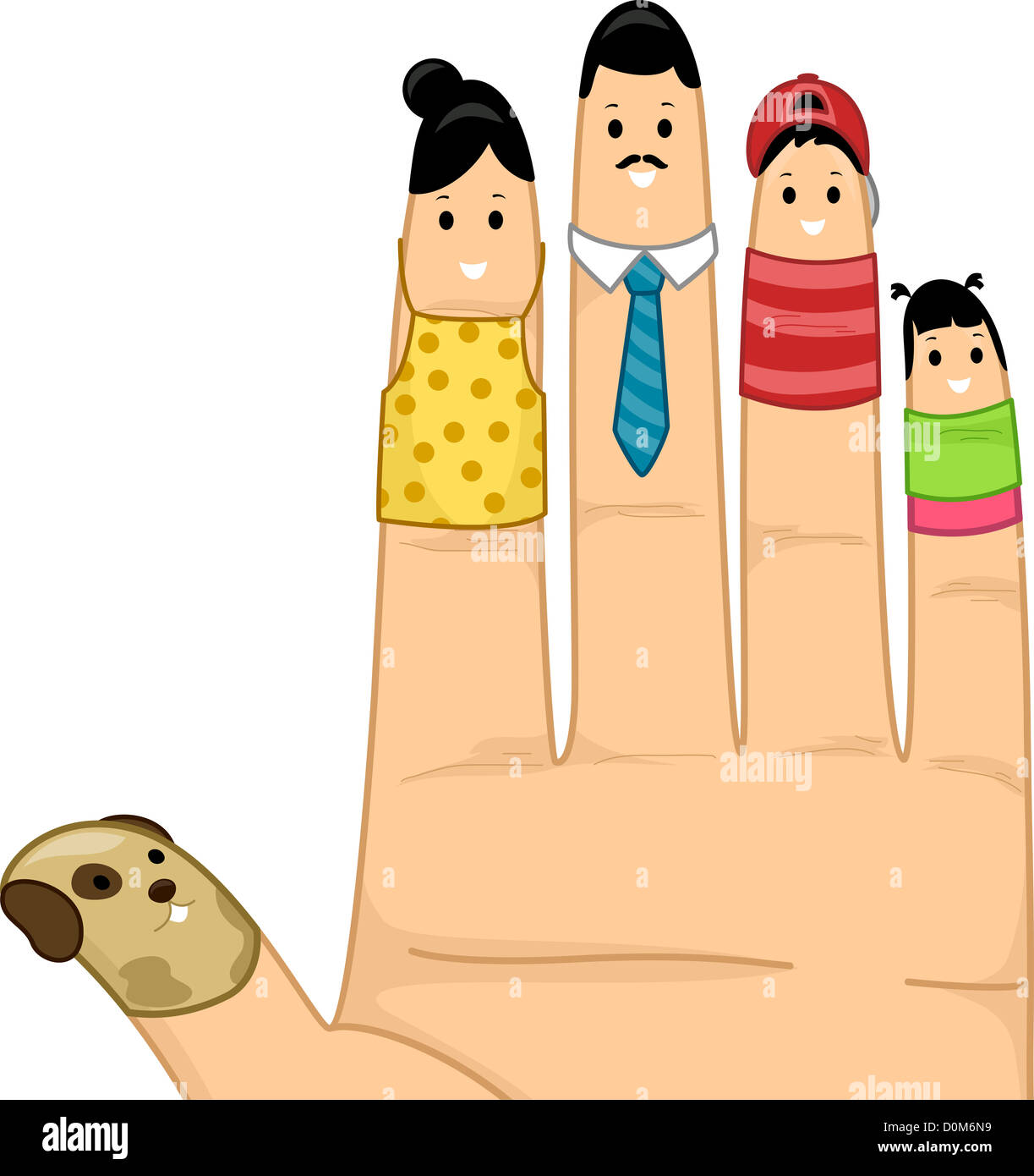 Illustration of Fingers Dressed Up as a Complete Family Stock Photo - Alamy