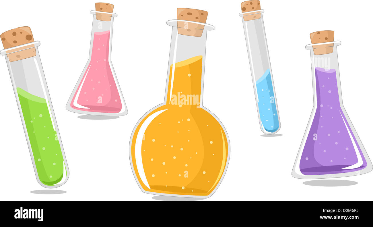 Illustration of Laboratory Apparatuses with Contents of Different ...