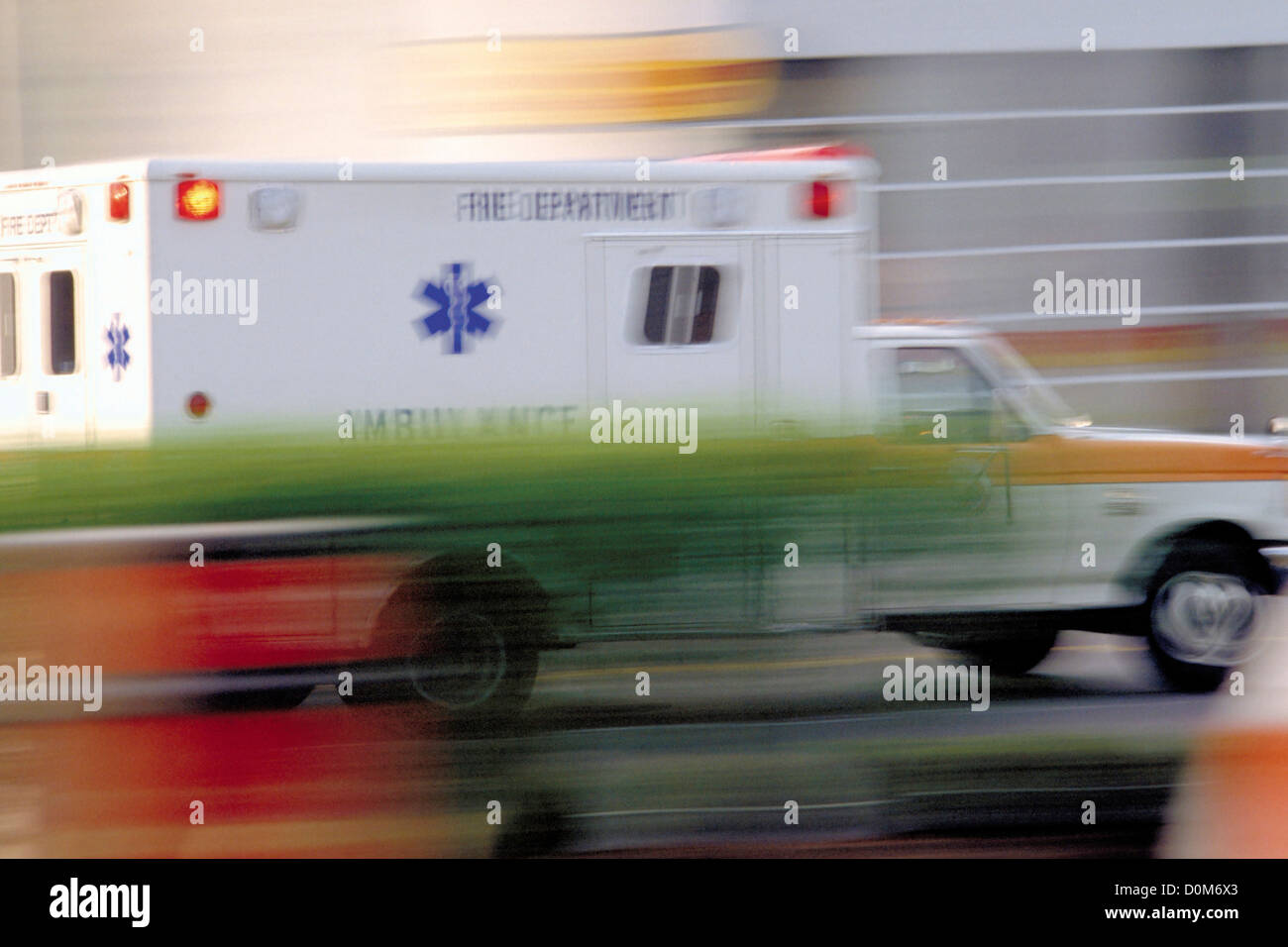Ambulance Speeds to Emergency Stock Photo - Alamy
