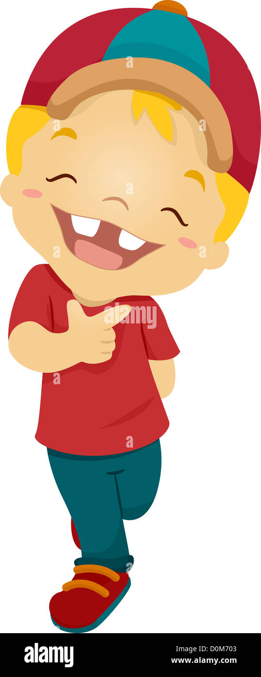 Illustration of a Boy Beaming Happily Stock Photo - Alamy
