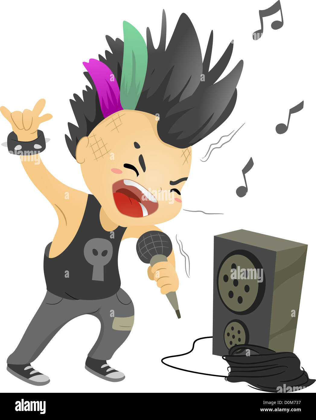 Illustration of a Boy Dressed as a Rockstar Singing in front of a ...