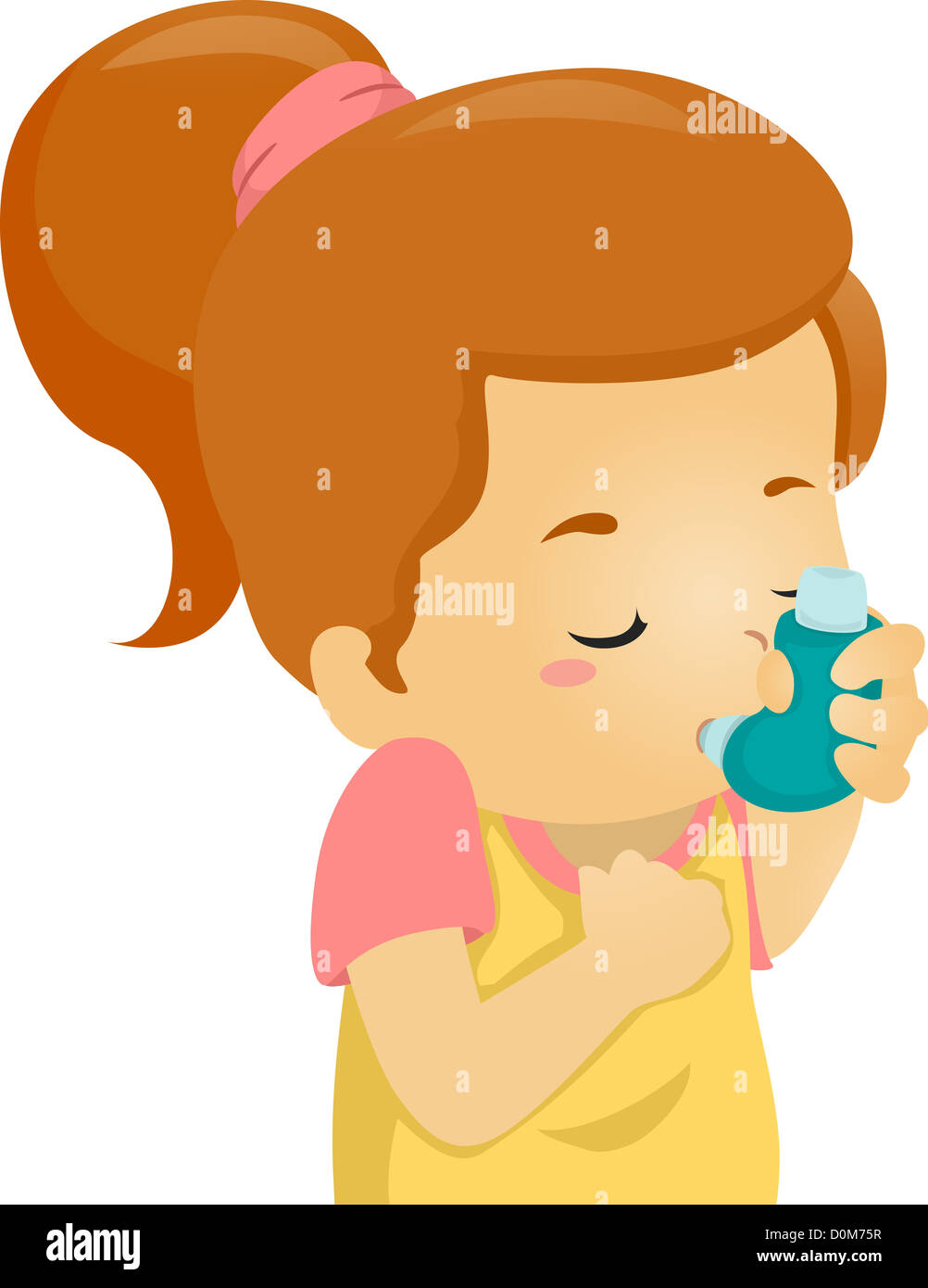 Illustration of an Asthmatic Girl Using an Inhaler Stock Photo - Alamy