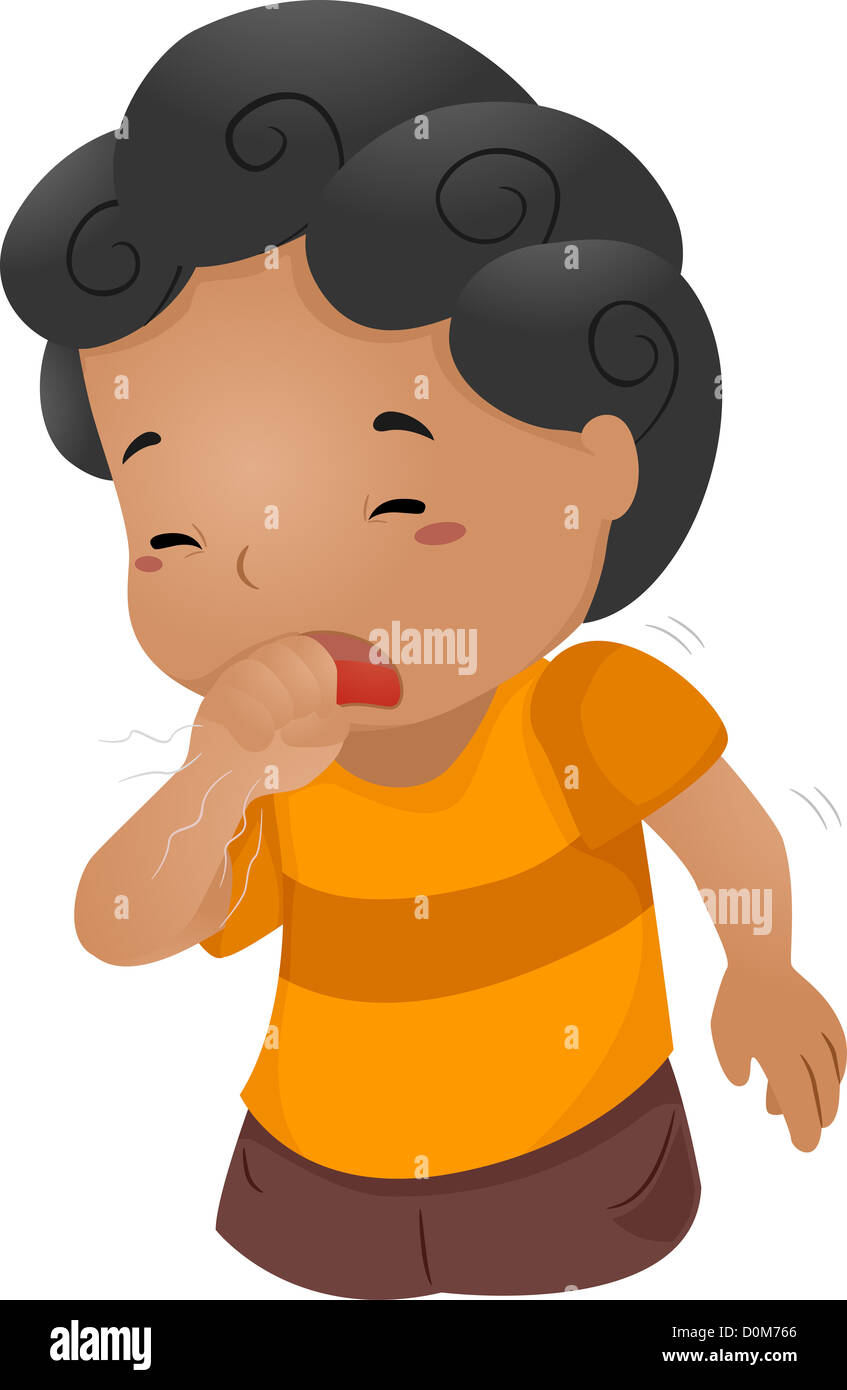 Illustration of a Boy Coughing Stock Photo - Alamy