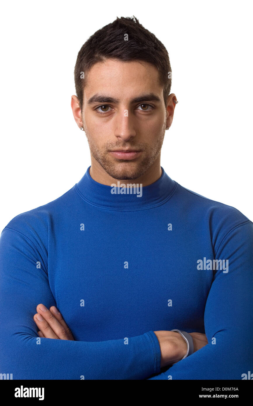 Man in Blue Shirt Stock Photo - Alamy
