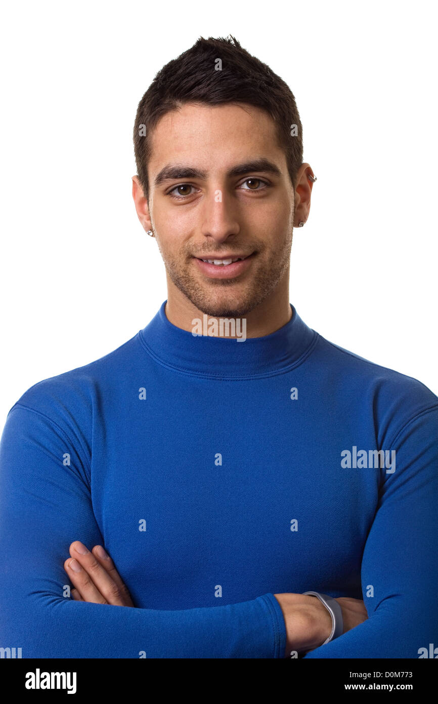 Man in Blue Shirt Stock Photo - Alamy
