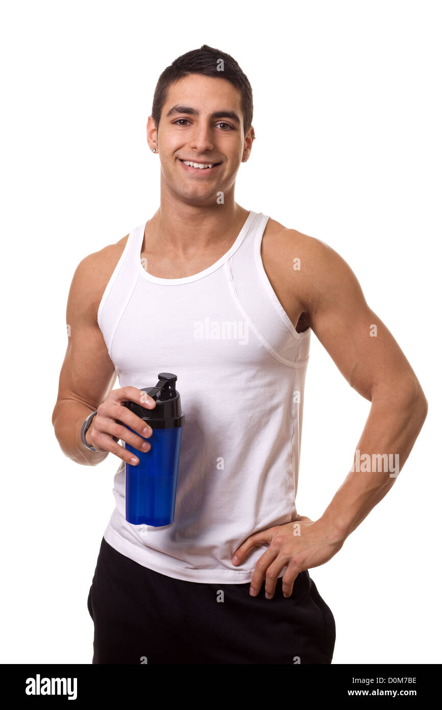 Man with Water Bottle Stock Photo - Alamy
