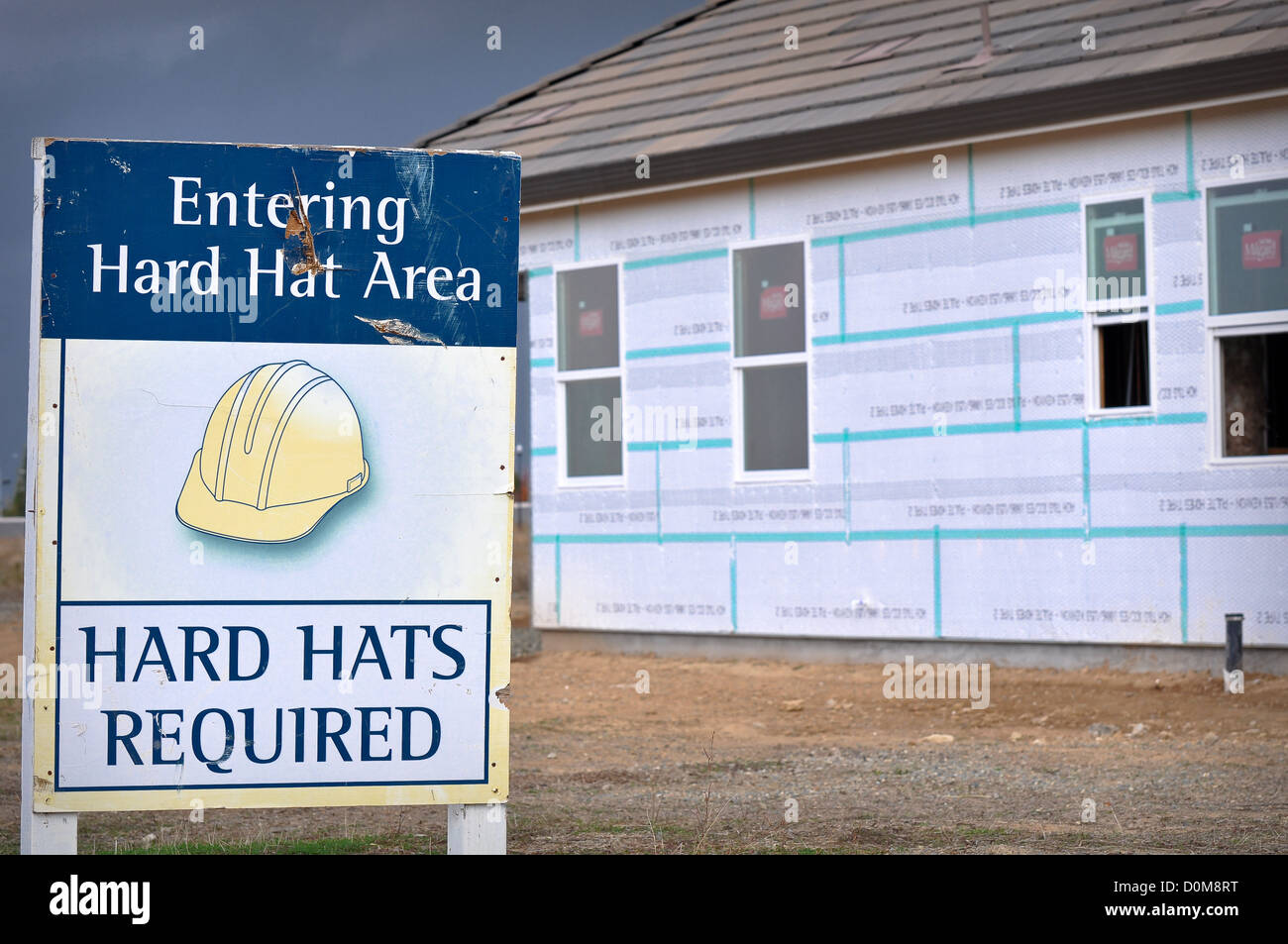 Construction Hard Hat Sign to be careful in work area building new ...