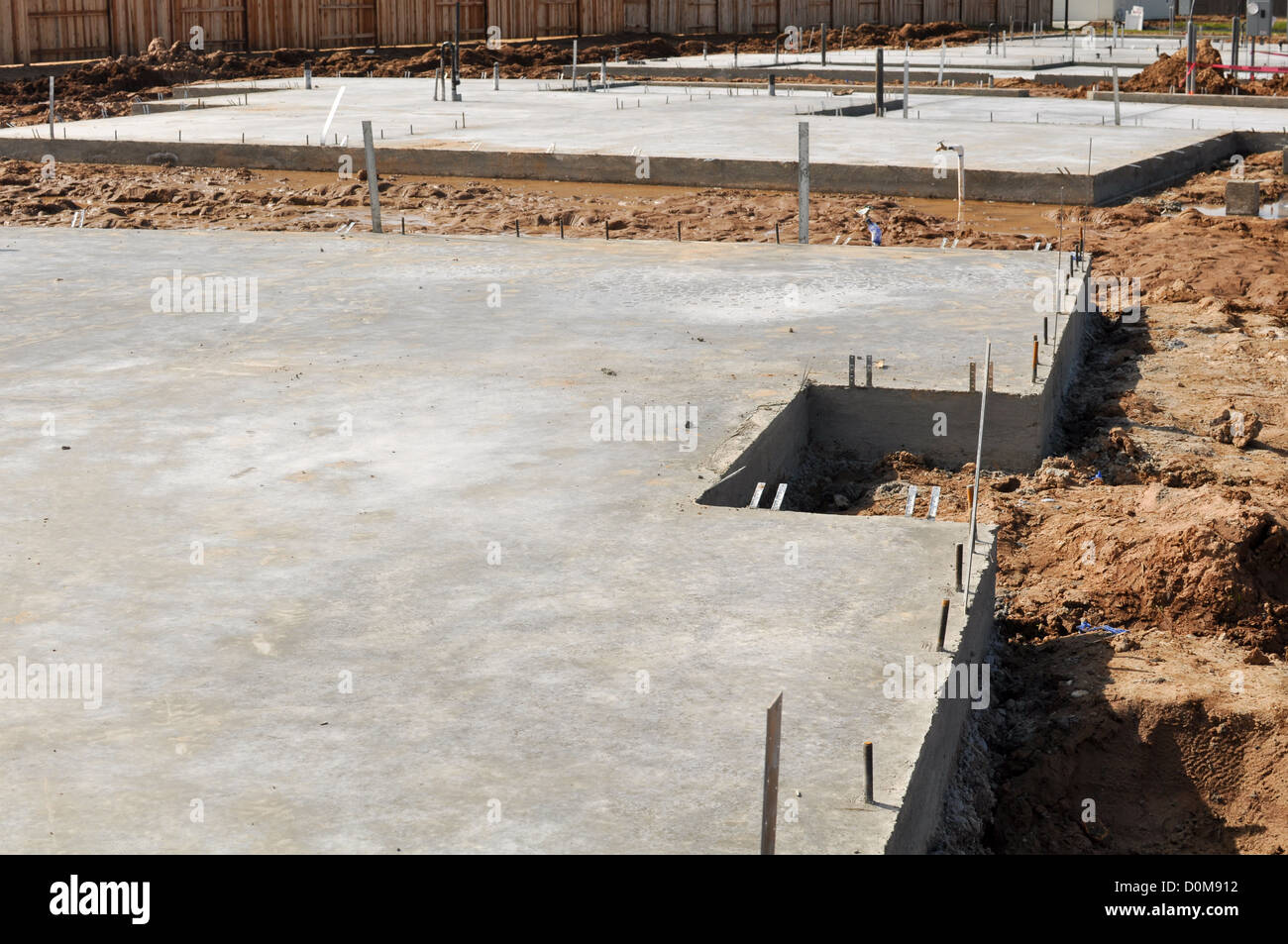 New Property Home Foundation Construction with concrete slab Stock ...