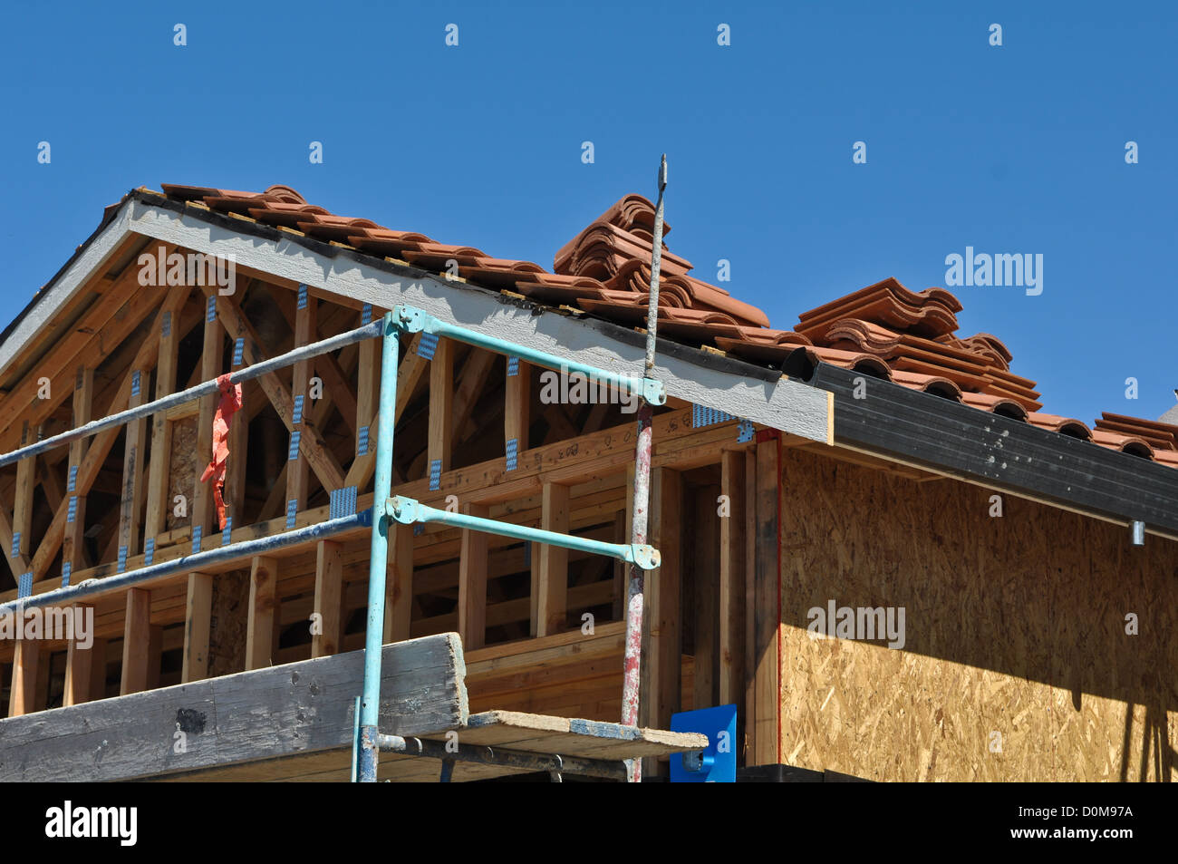 Construction site roof with blue sky hi-res stock photography and ...