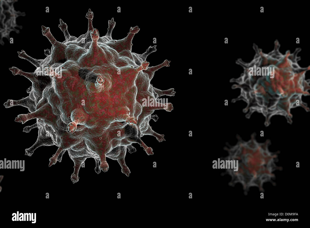Stylized view of avian influenza virus particles Stock Photo - Alamy