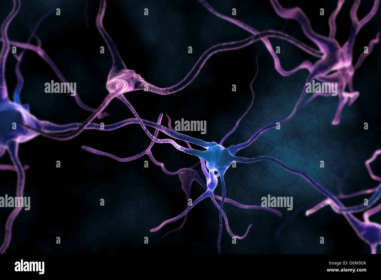Microscopic styled visualization of neurons Stock Photo - Alamy