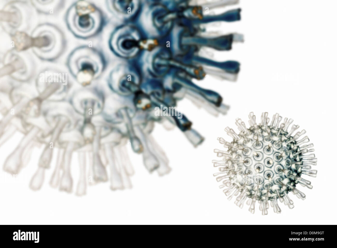 Scanning electron microscope styled structure of a typical virus Stock ...