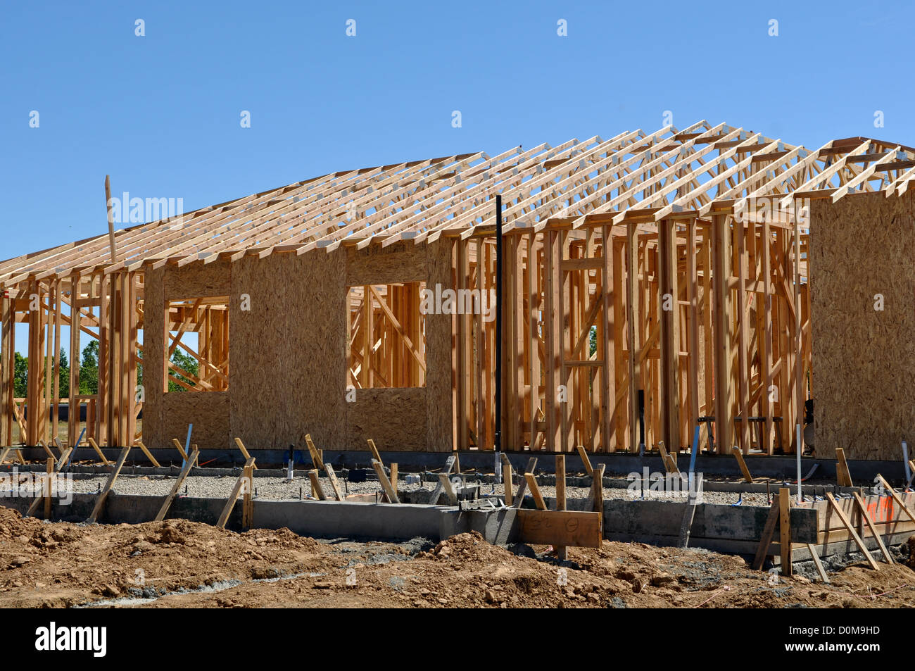 New Home Under Construction with Foundation Stock Photo - Alamy
