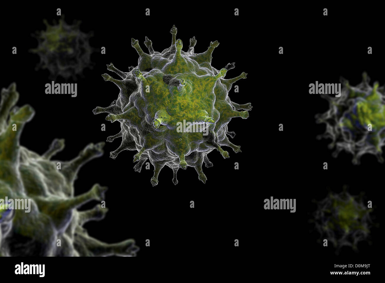 Stylized view of avian influenza virus particles Stock Photo - Alamy