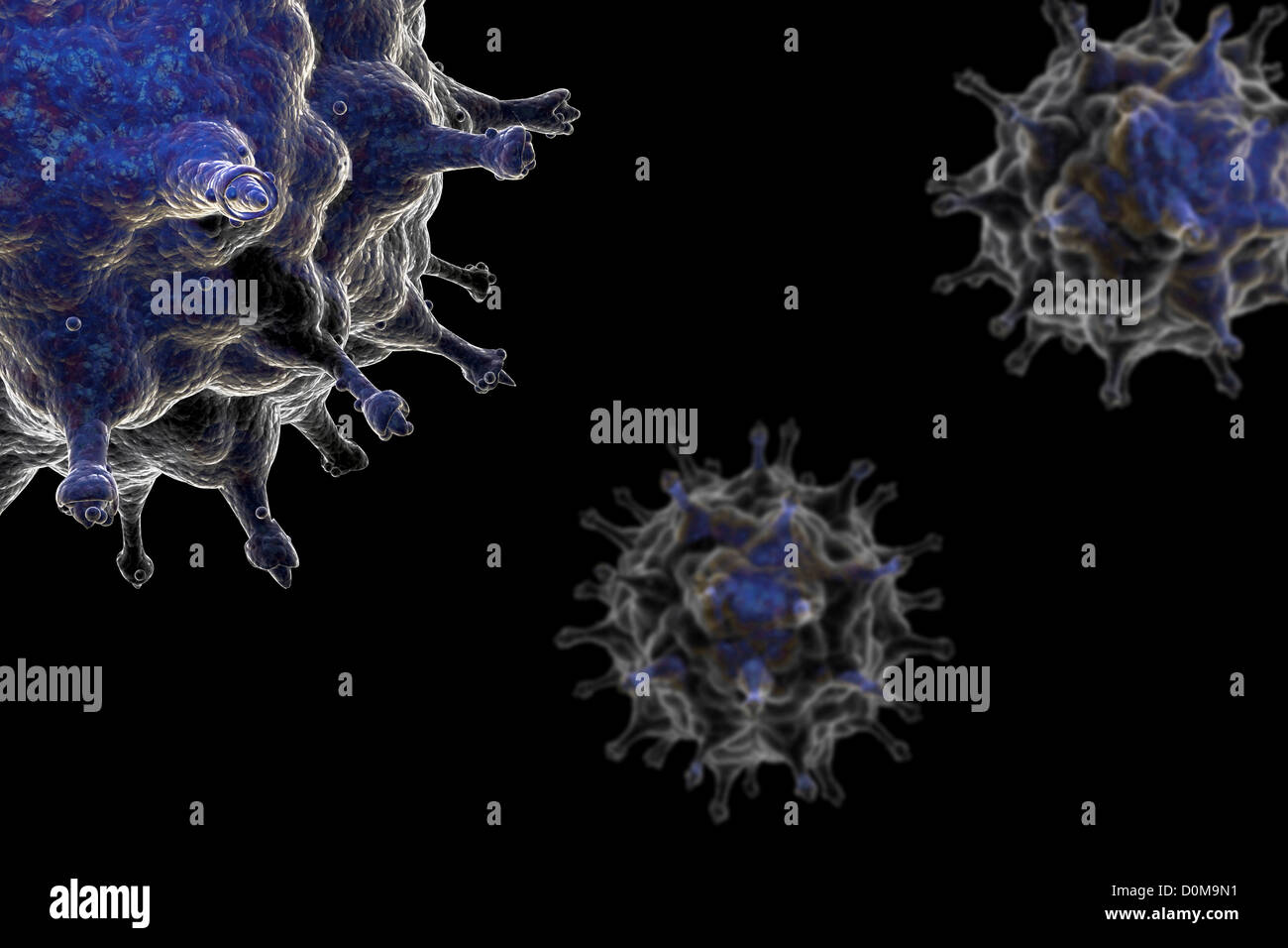 Stylized view of avian influenza virus particles Stock Photo - Alamy