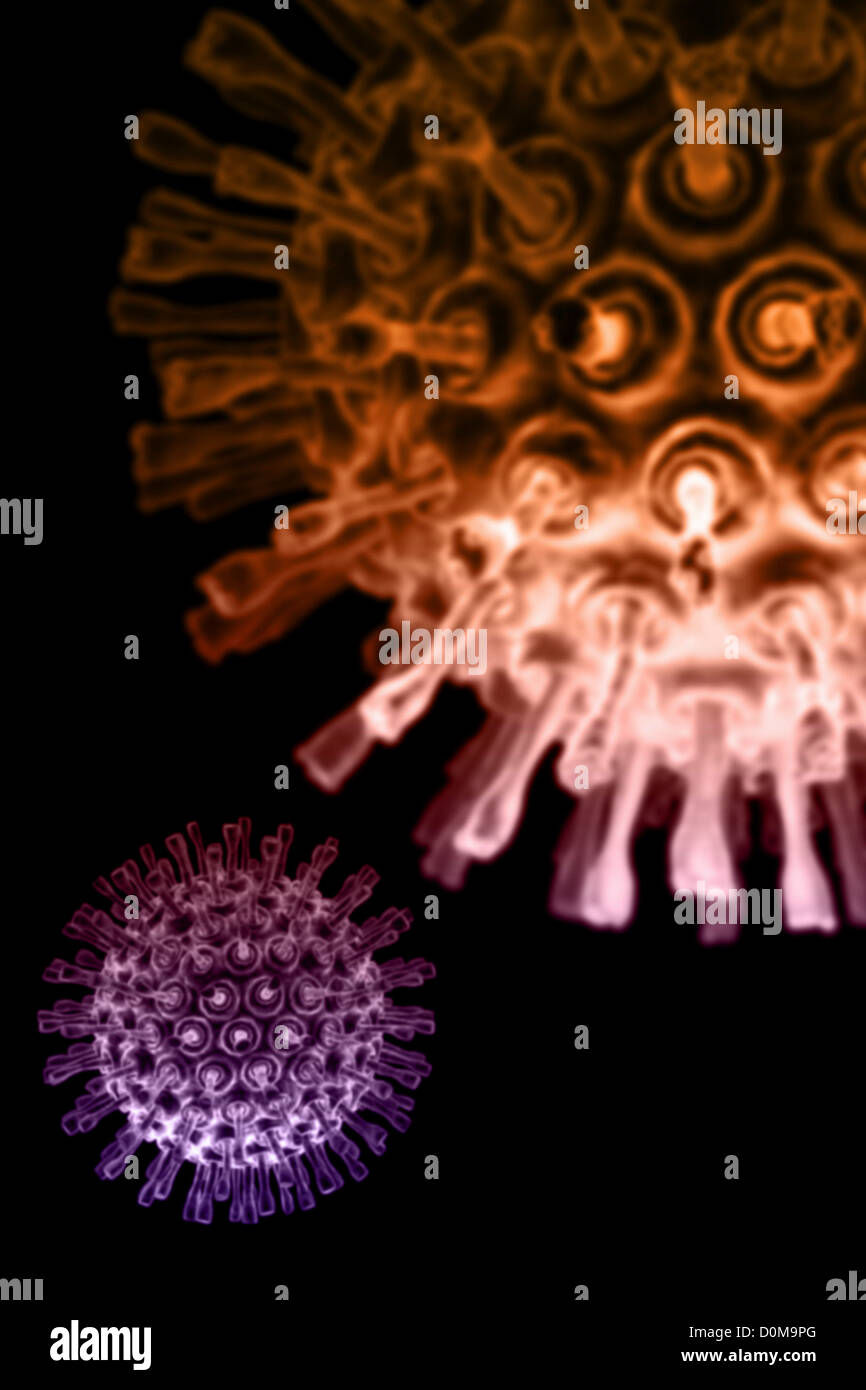 Scanning electron microscope styled structure of a typical virus Stock ...